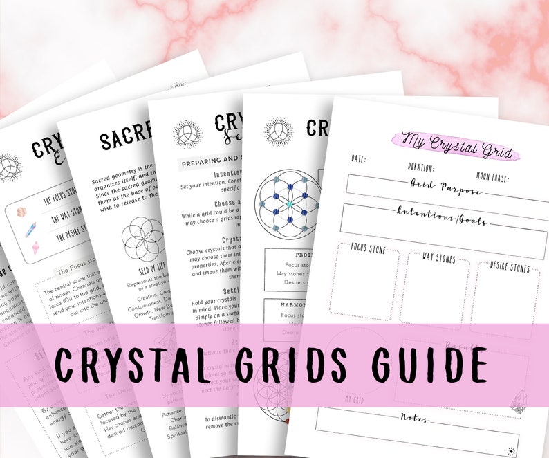 Crystal Grids Guide Printable, Grimoire Pages for Beginners, Baby Witch ...