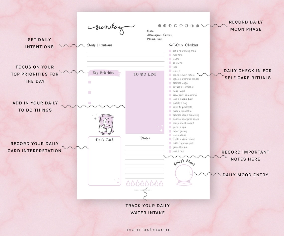 Daily Witch Planner Pages, Printable Planner, Witchy Planner, 2022 ...