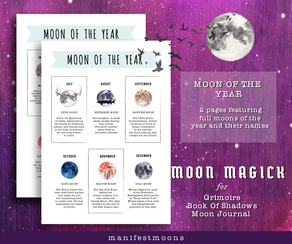 Moon Magic Grimoire Pack for Baby Witch, Printable Grimoire , Book of ...