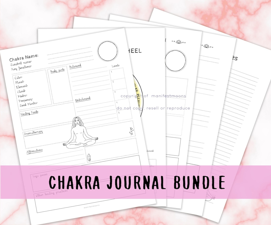 Chakra Journal and Planner Bundle, Chakra Balance Wheel, Chakra Healing ...