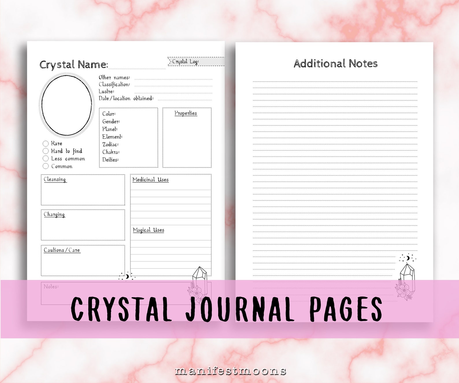 Crystal Worksheet Witchcraft Basics Printable Crystals - Etsy