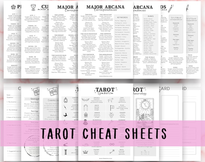 Minor Arcana Tarot Cheat Sheet, Tarot Meanings and Correspondences ...