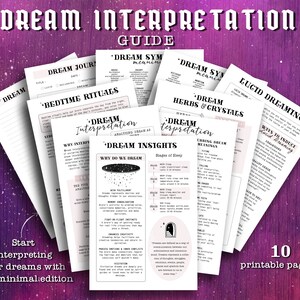 Dream Interpretation Guide Pack Dream Journal Page Dream - Etsy