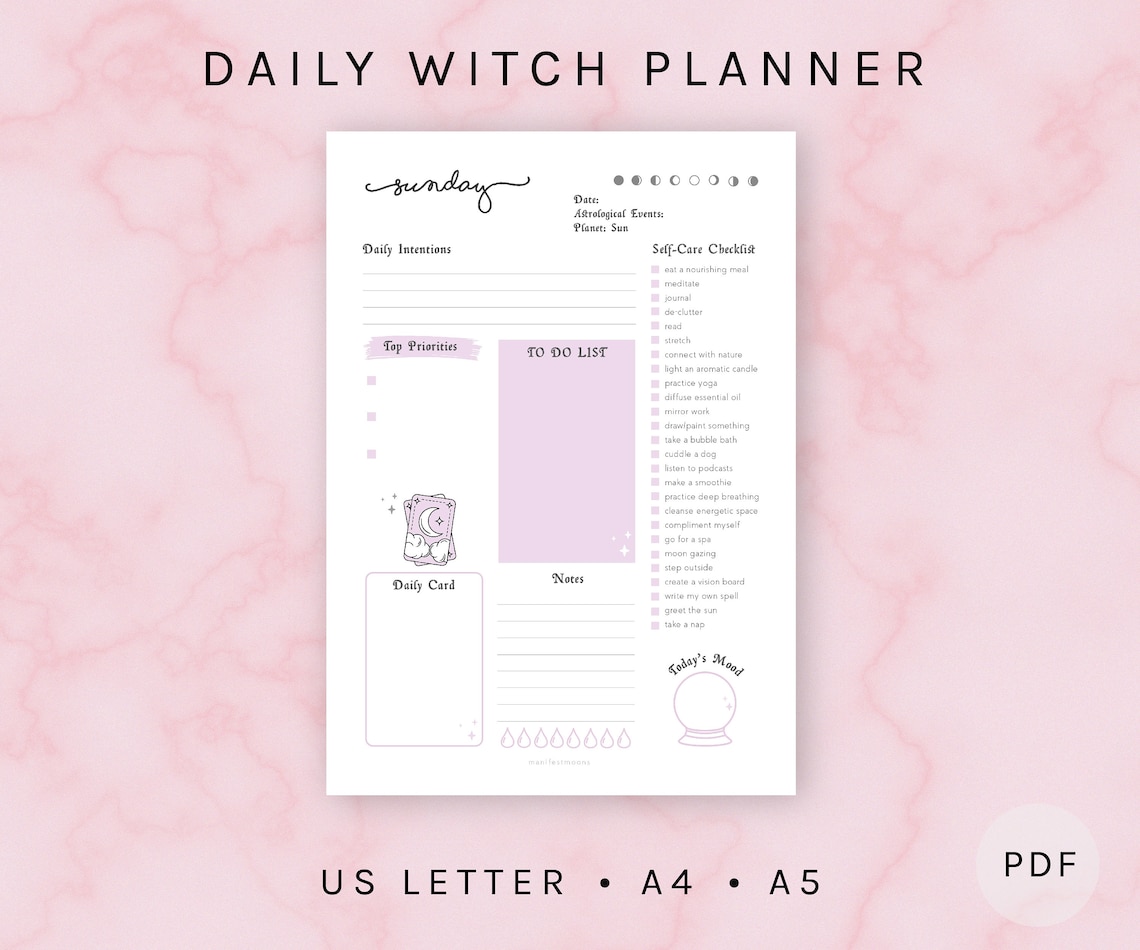 Daily Witch Planner Pages Printable Planner Witchy Planner - Etsy