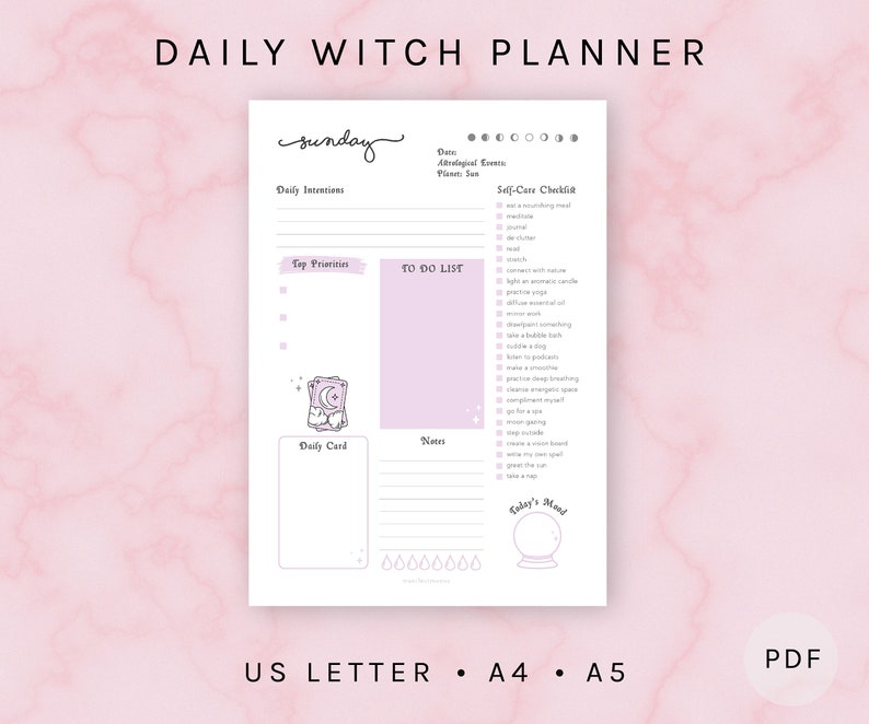 Daily Witch Planner Pages, Printable Planner, Witchy Planner, 2022 ...