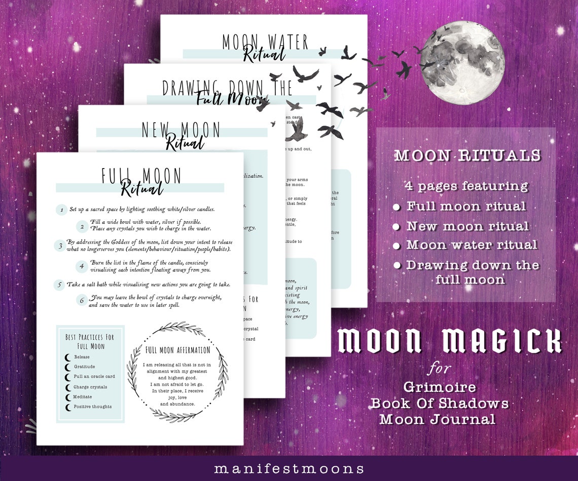 Moon Magic Grimoire Pack for Baby Witch, Printable Grimoire , Book of ...