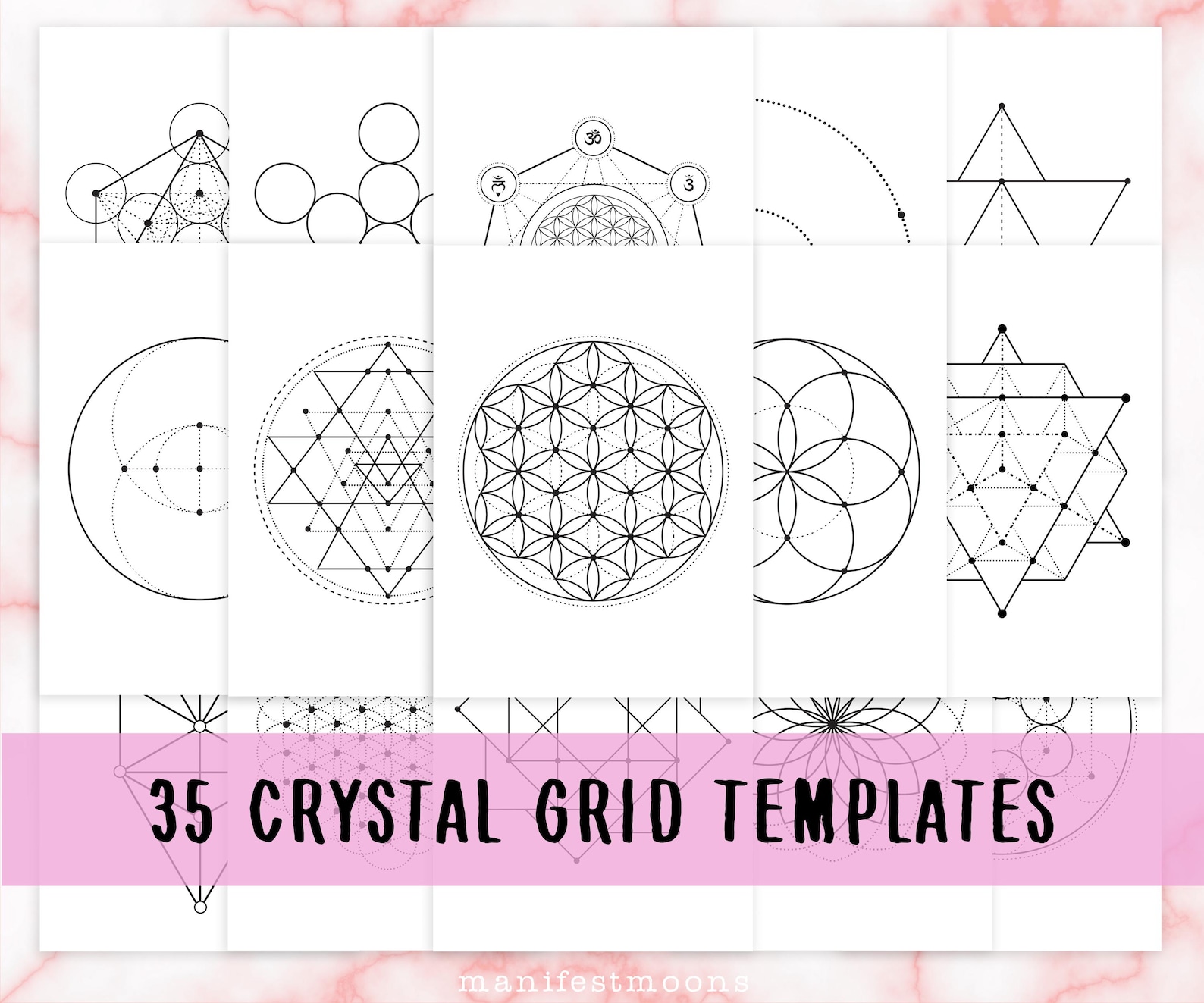 Crystal Grid Templates Printable, Crystal Magic, Sacred Geometry, Baby ...