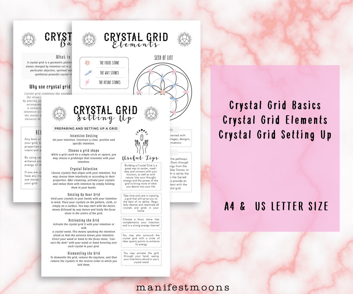 Crystal Grids Guide Printable, Grimoire Pages for Beginners, Baby Witch ...