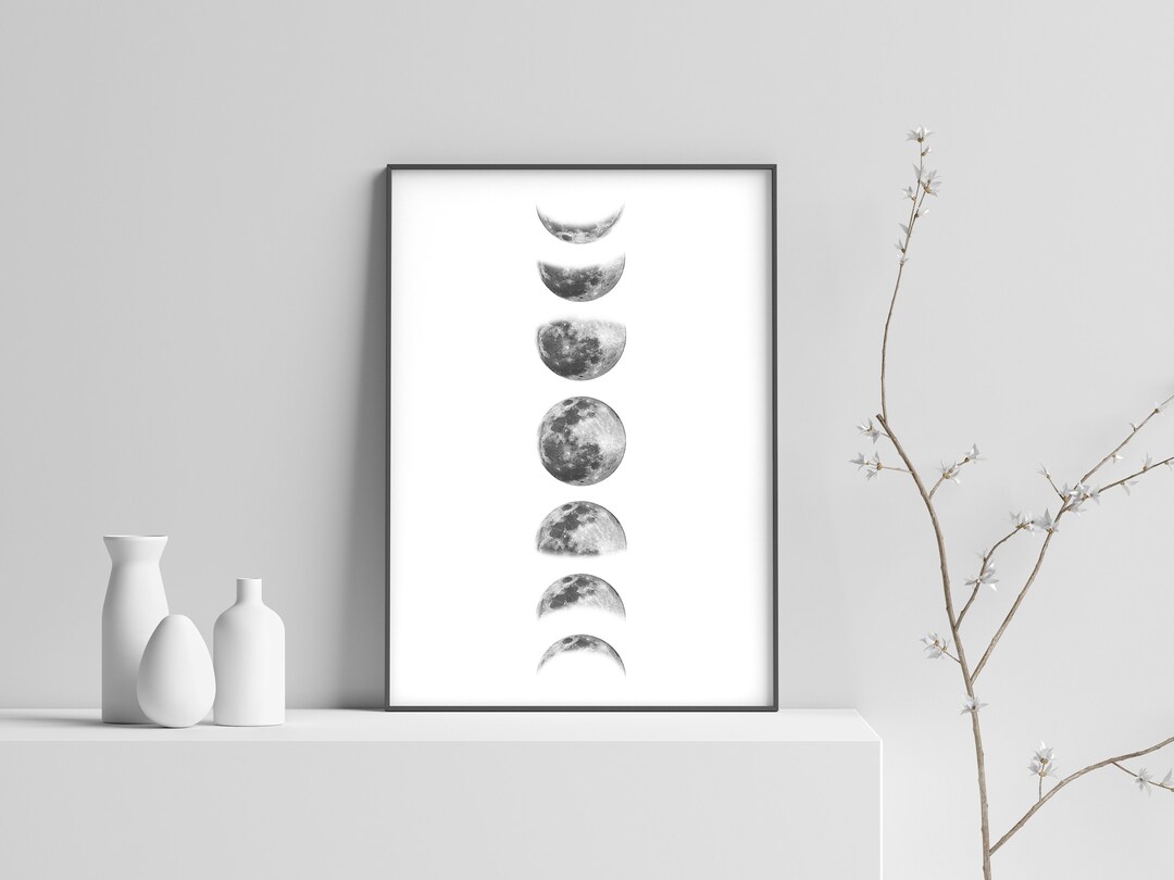 Lunar Phases Art Print, Minimalist Moon Poster (digital Download) - Etsy
