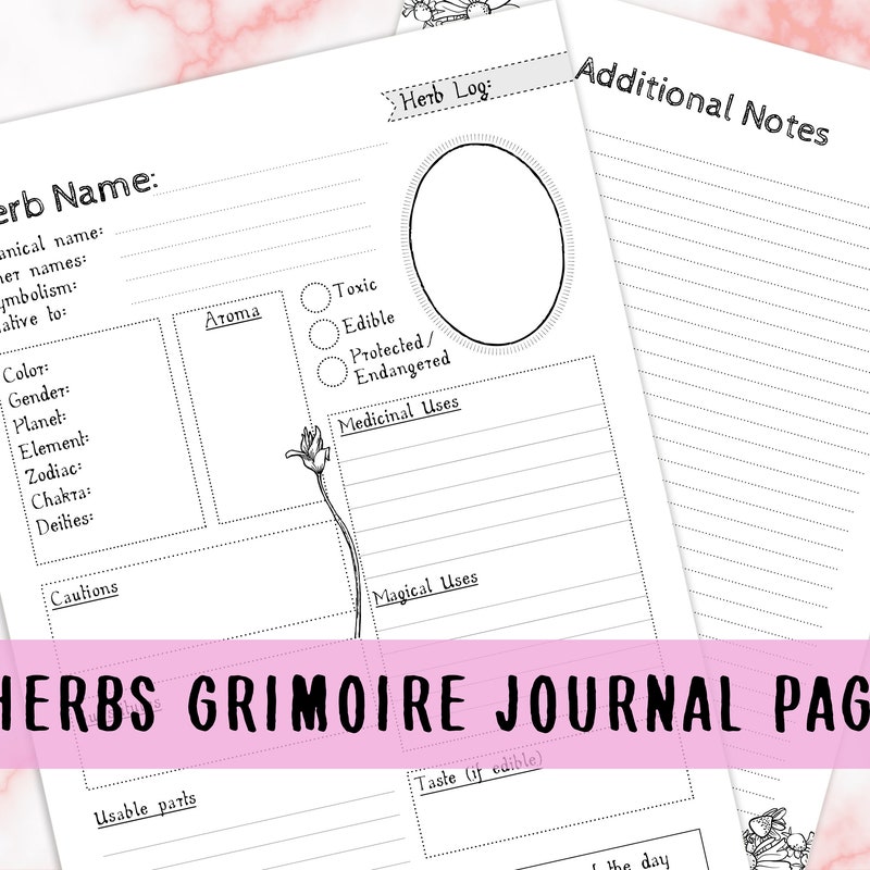 Herbalism Journal Pages - Etsy