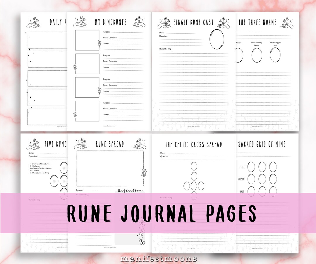 Rune Journal Worksheet, Elderk Futhark, Grimoire Starter Kit, Grimoire ...