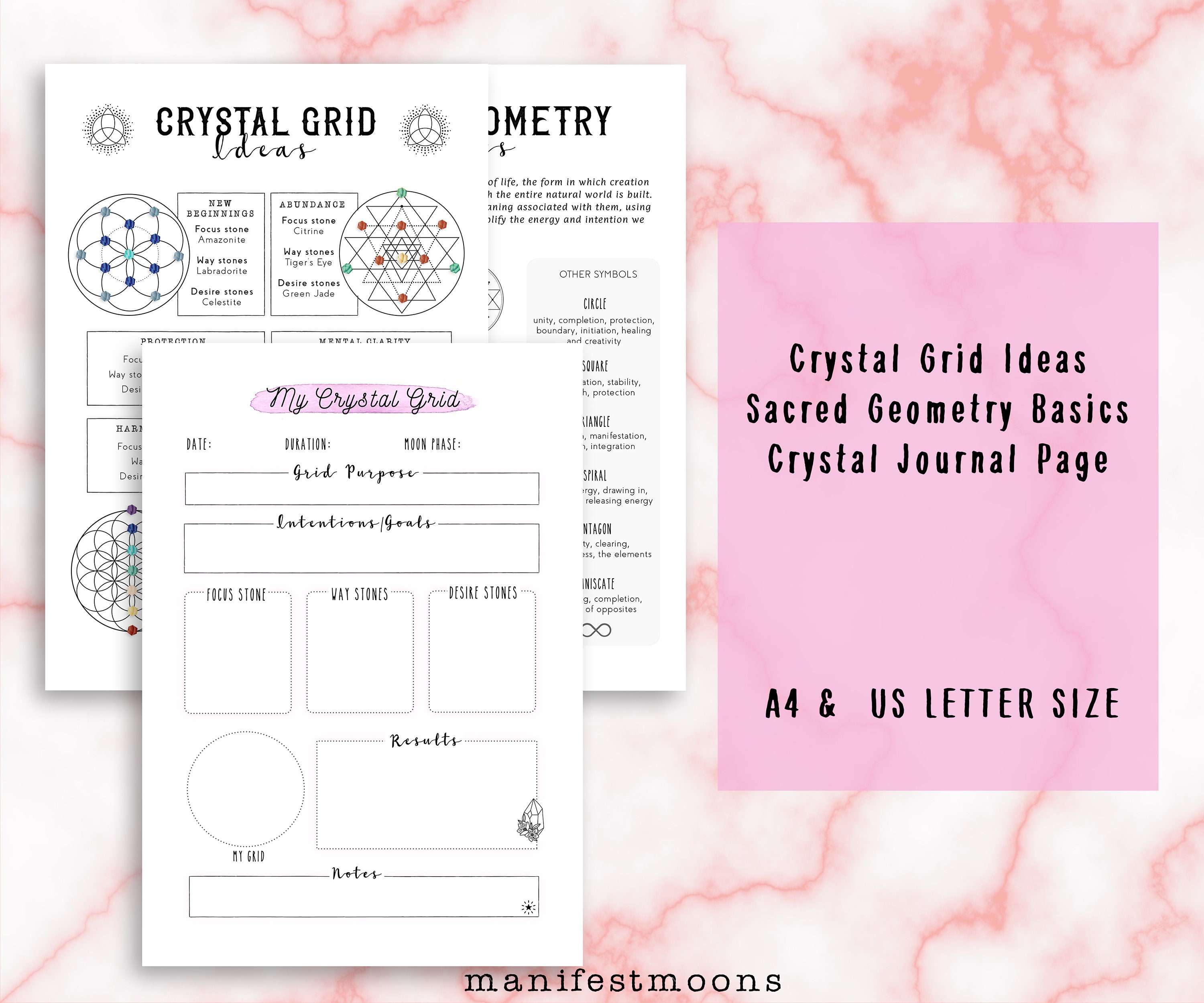 Crystal Grids Guide Printable, Grimoire Pages for Beginners, Baby Witch ...