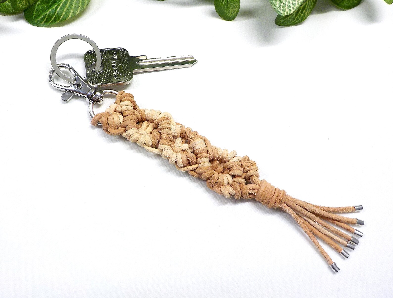 Macrame Natural Leather Keychain Bag Accessory Backpack - Etsy
