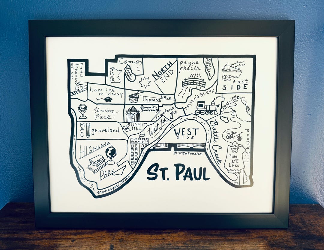 Illustrated St. Paul Neighborhood Map 11 X 14 Inches - Etsy