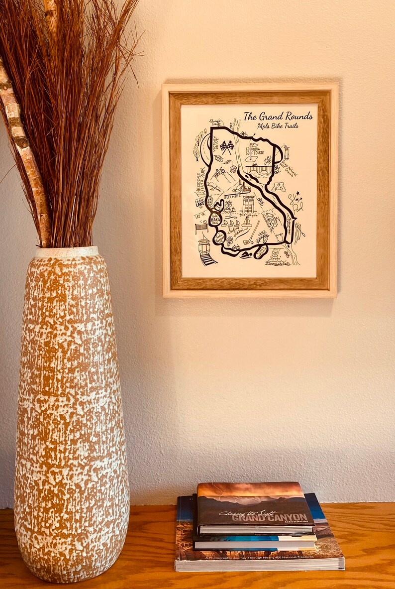 Minneapolis Grand Rounds Bike Map: 11 X 14 Inches - Etsy
