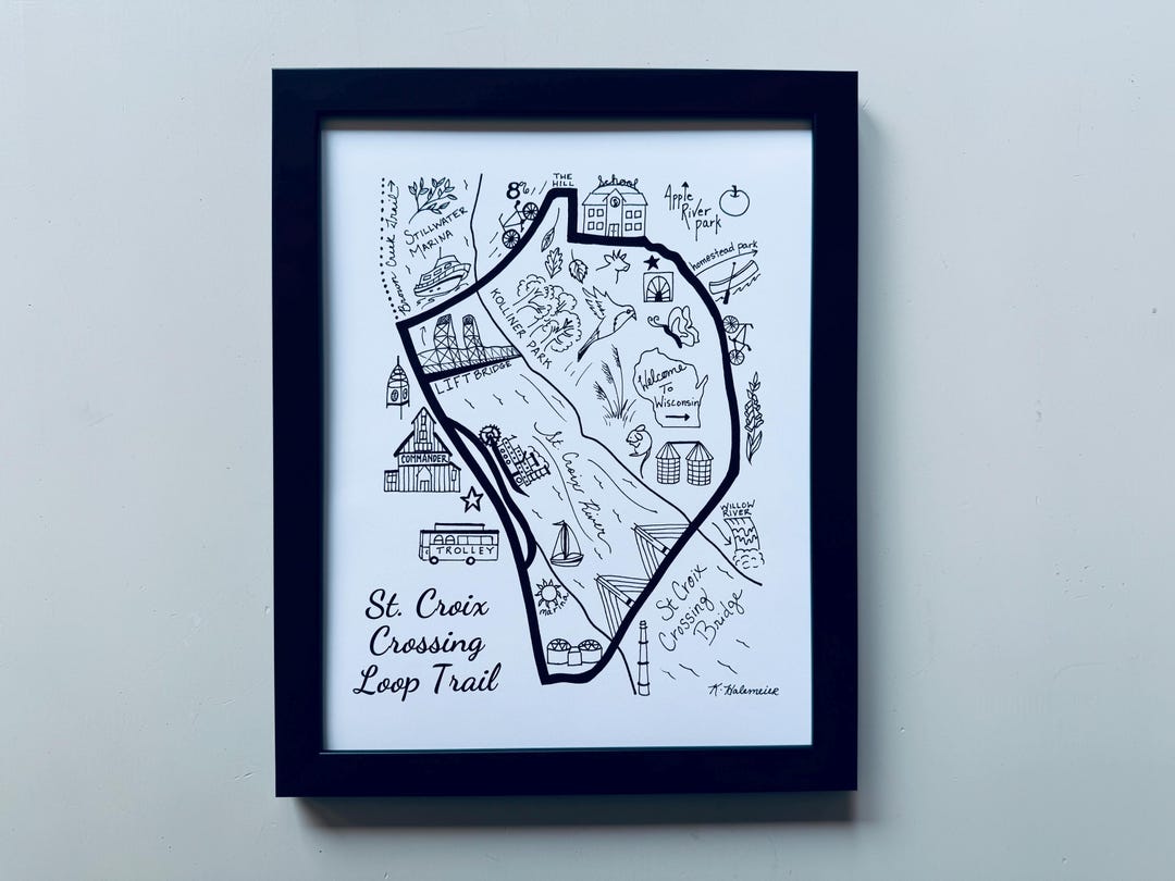 St. Croix Crossing Loop Trail Map: 11 X 14 Inches - Etsy