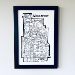 Illustrated Minneapolis Neighborhood Map: 12 X 18 Inches - Etsy