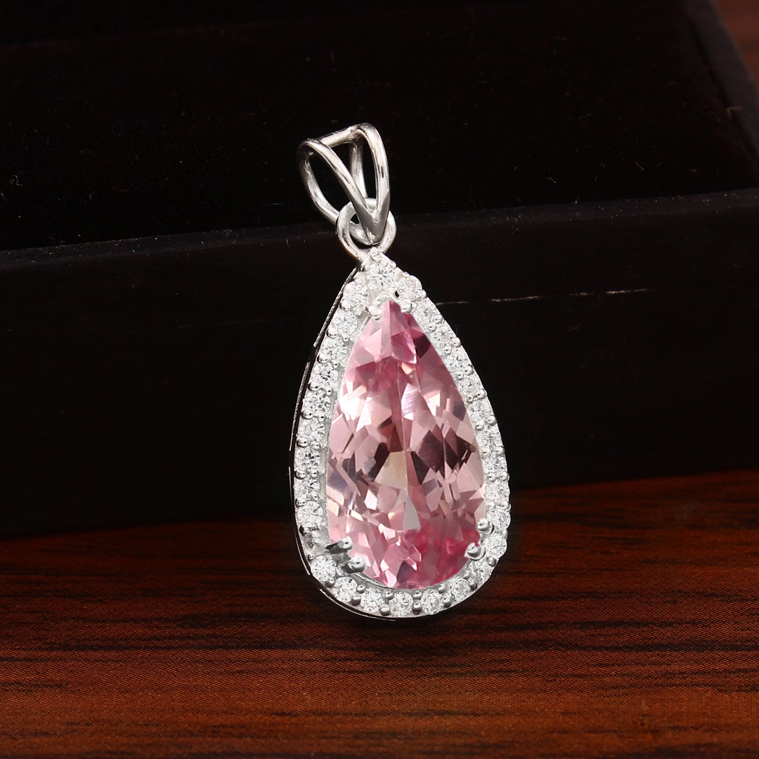 AAA Ceylon Padparadscha Sapphire Pear Charm Pendant, 17x9 MM Sapphire ...