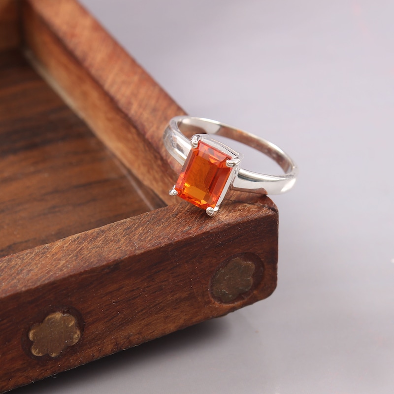 Orange Gemstone Ring - Etsy