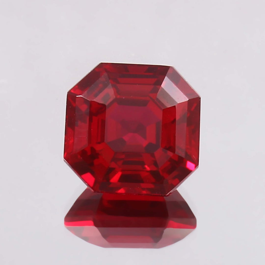 AAA Grade 9x9 MM Flawless Mozambique Blood Red Ruby Loose Asscher ...