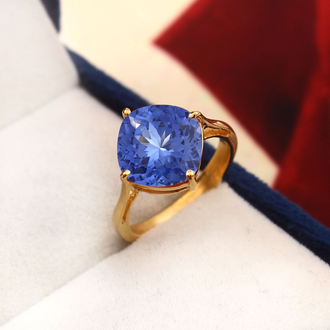 AAA 10x10 MM Flawless Ceylon Blue Sapphire Cushion Cut Gemstone Ring ...
