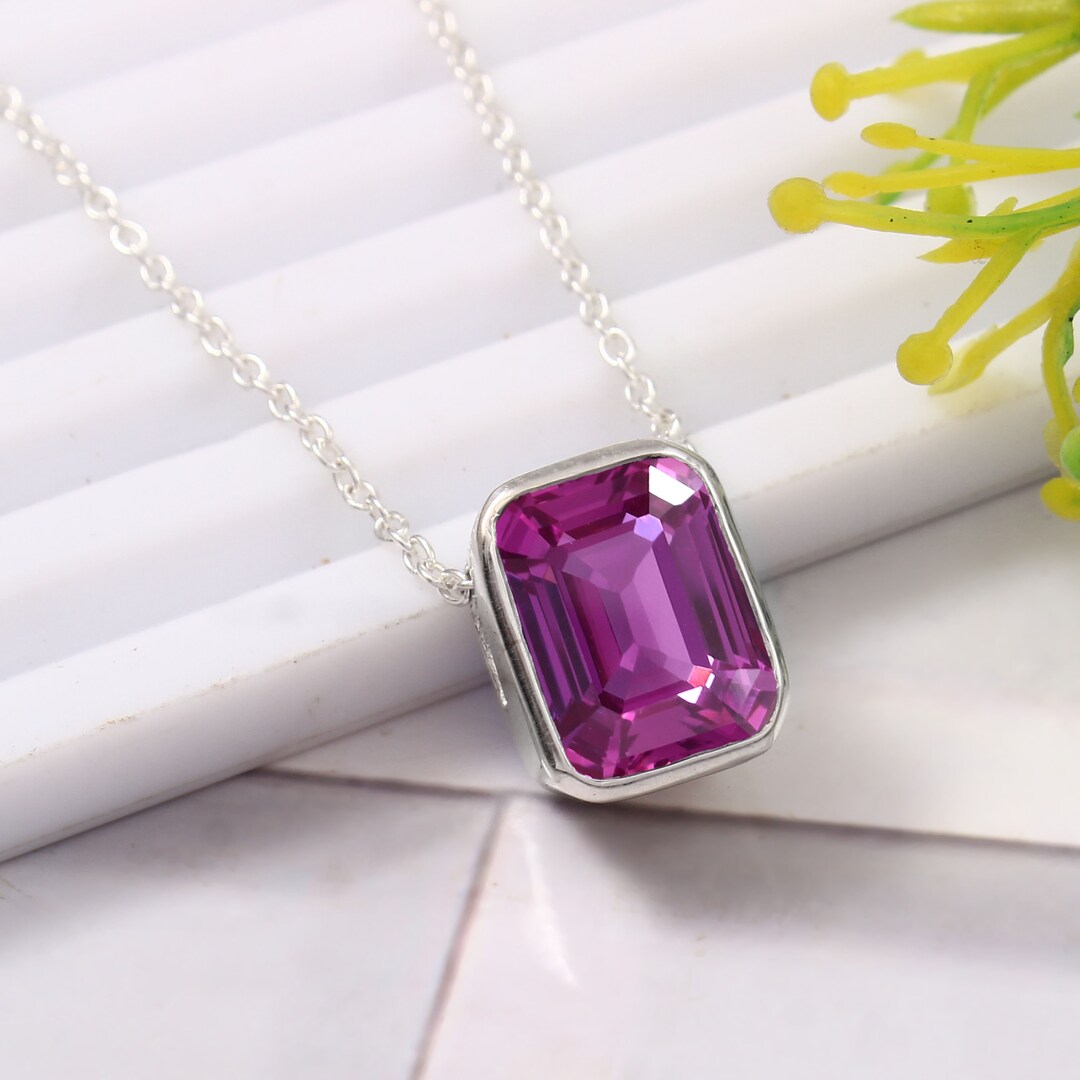 12x10 MM Flawless Ceylon Purple Sapphire Radiant Charm Pendant ...