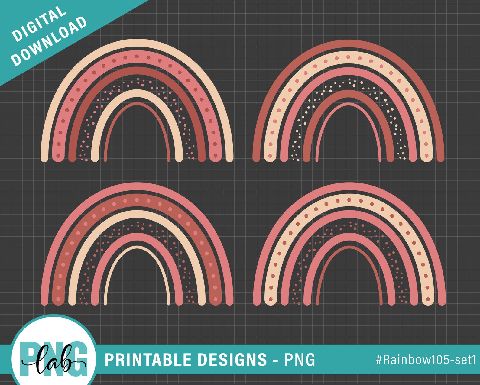 Rainbow PNG Design Boho Rainbow Clip Art Printable Rainbow - Etsy