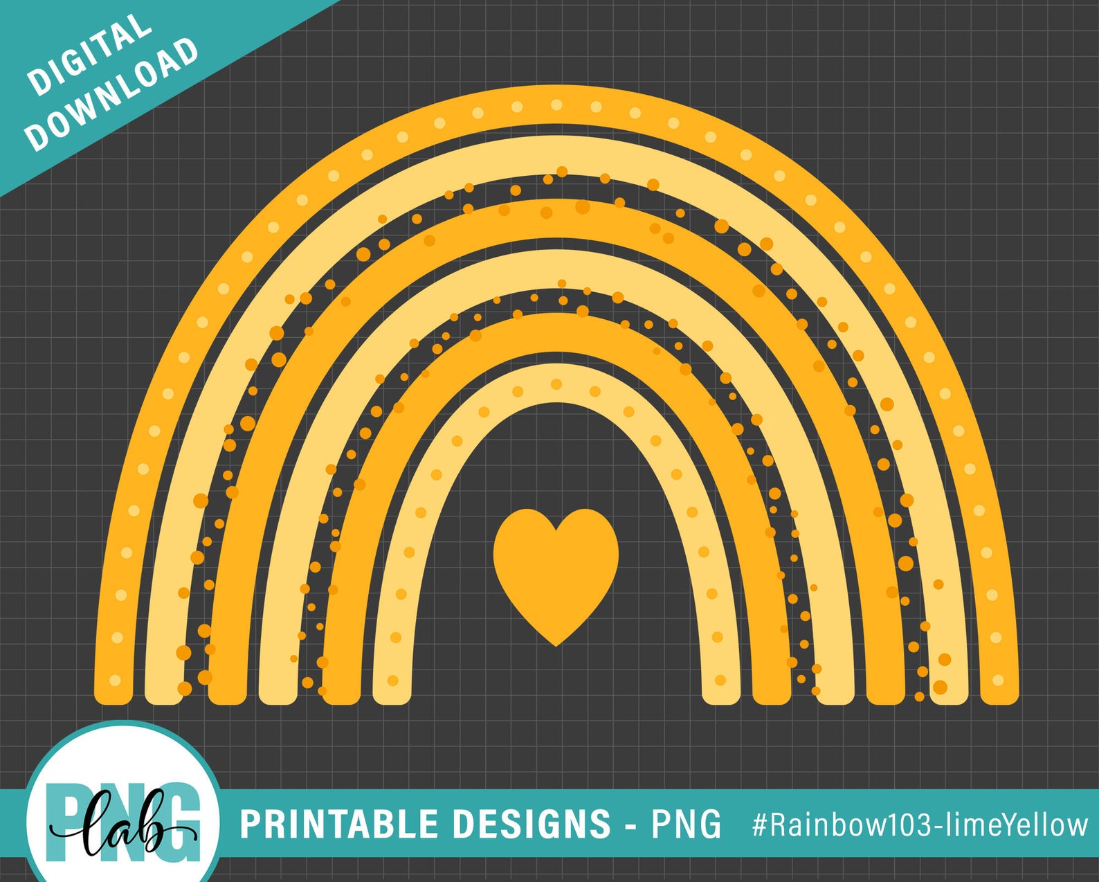 Yellow Rainbow PNG Design / Printable Rainbow Clip Art / - Etsy
