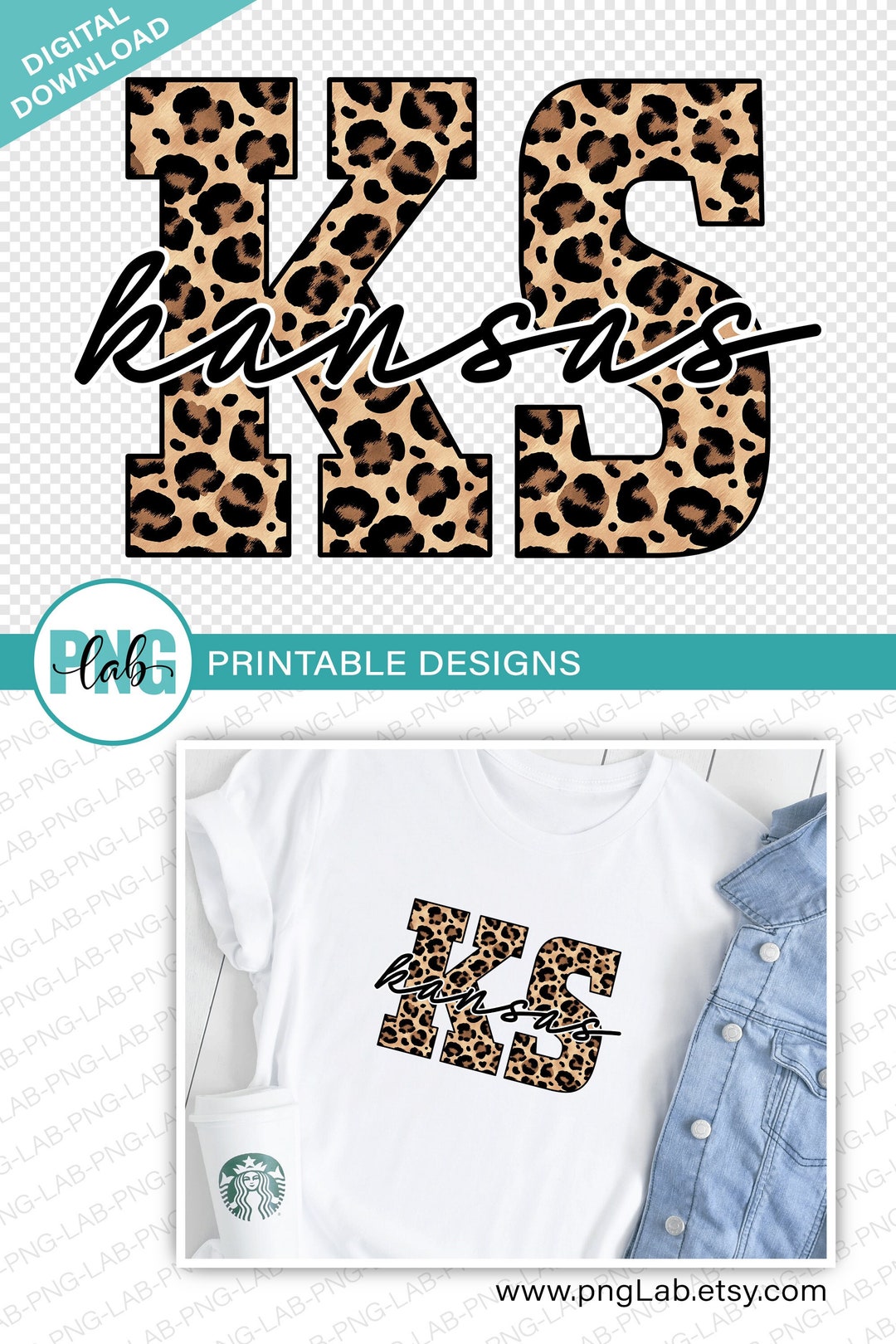 KS Kansas Printable PNG Design / KS, Kansas Png Design / Animal Print ...