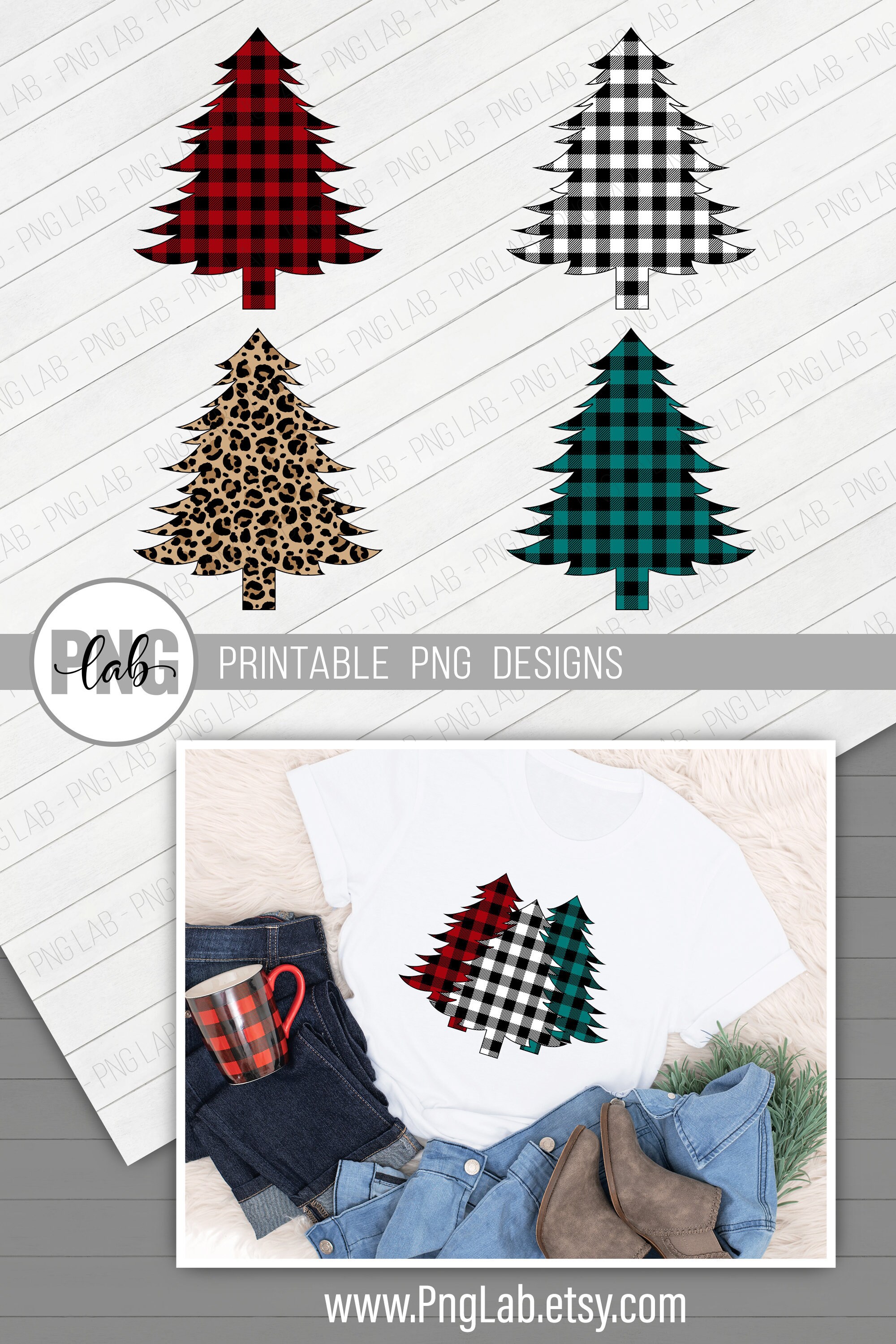 Christmas Tree PNG DESIGN / Christmas Tree Sublimation Design / Plaid ...