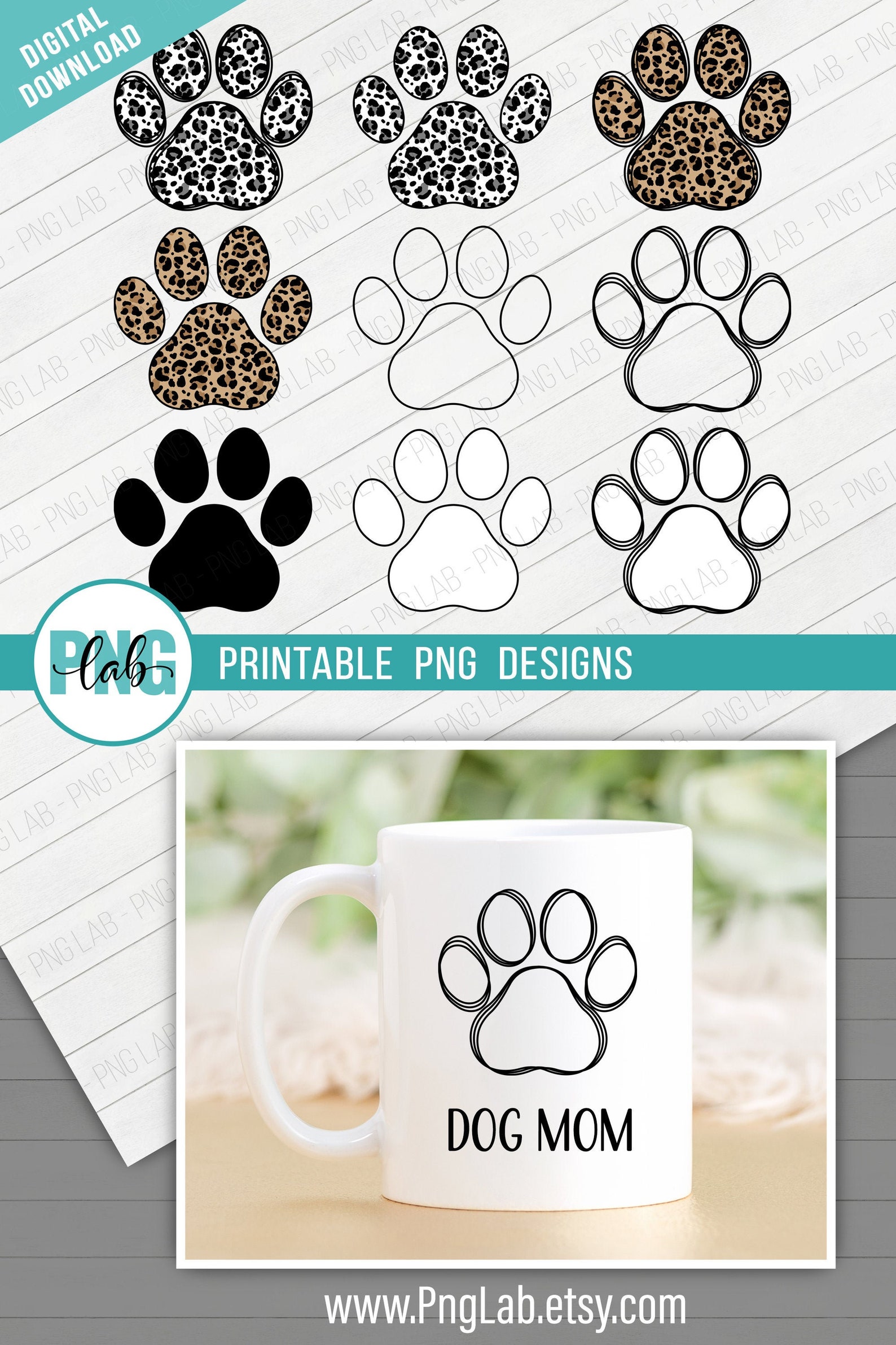 PNG file Printable Paw Design / Animal Print Paw design / | Etsy