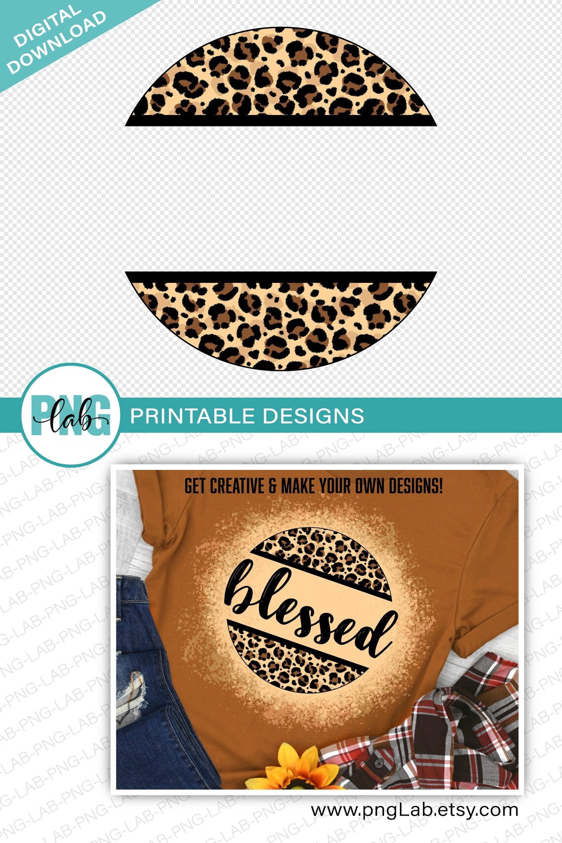Animal Print Circle Design / Round Printable Sublimation | Etsy