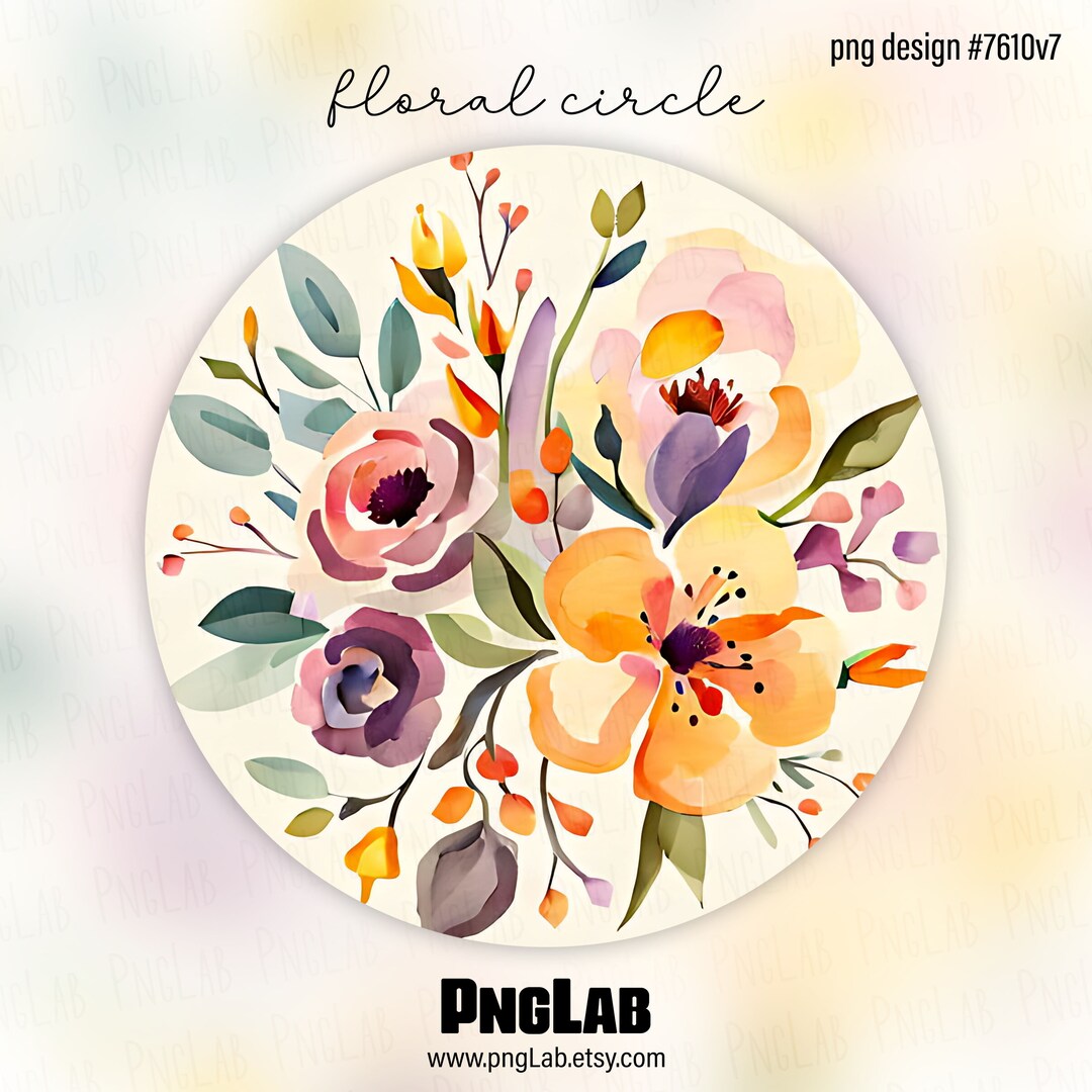 Floral Watercolor Circle PNG Clipart, Circle Sublimation Background ...