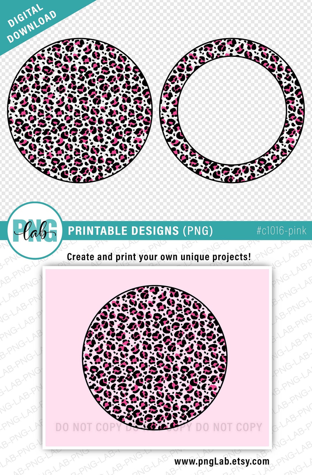 Pink Animal Print Circle Design PNG, Round Sublimation Design / Circle ...