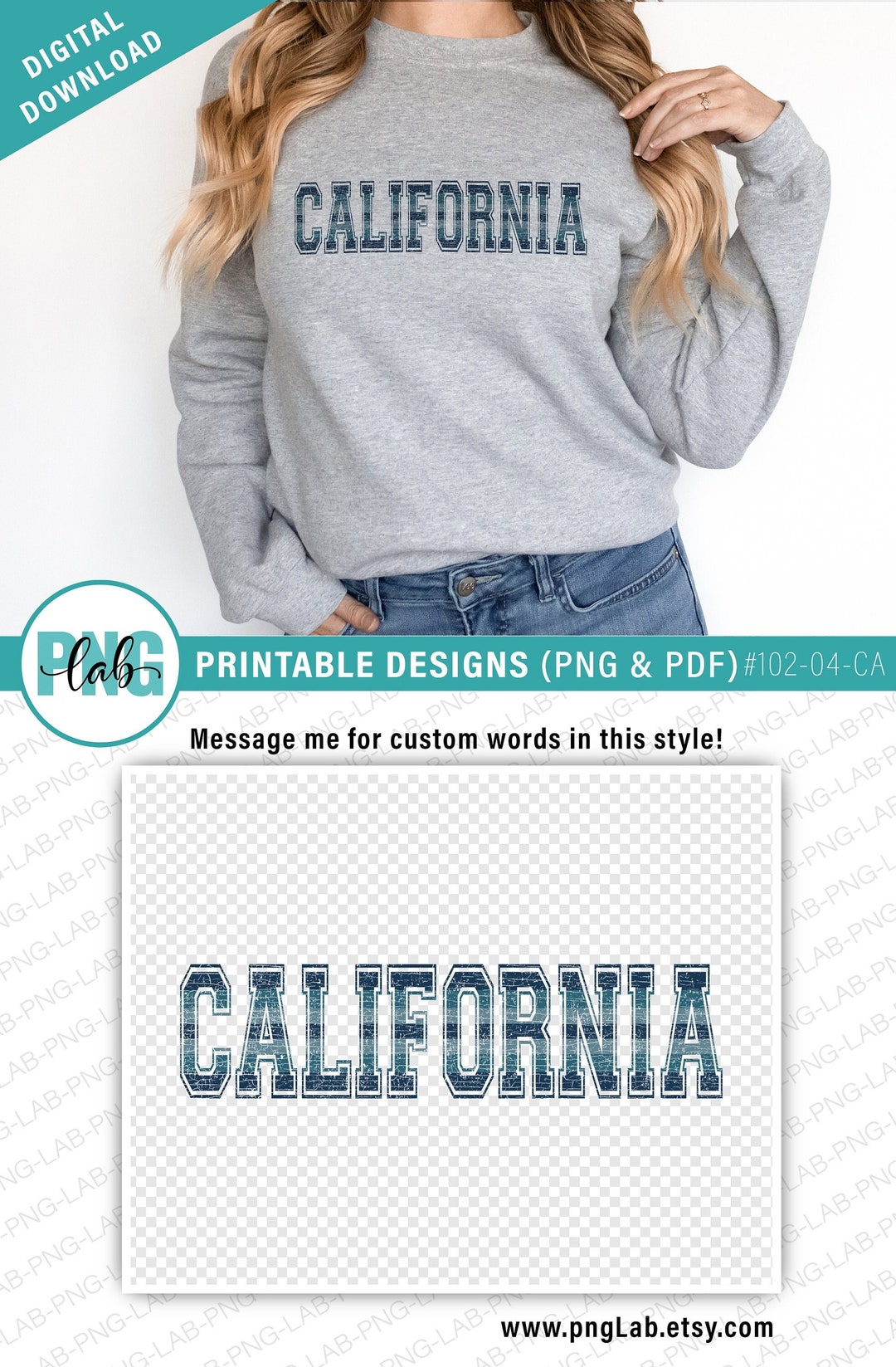 California PNG Design Printable Sublimation Design PNG & PDF ...