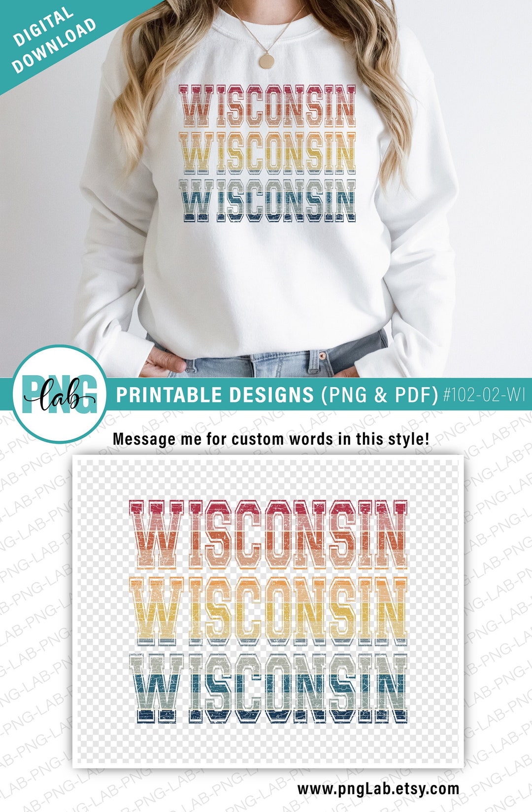 Wisconsin PNG - Printable Sublimation Design PNG & PDF / Wisconsin Png ...