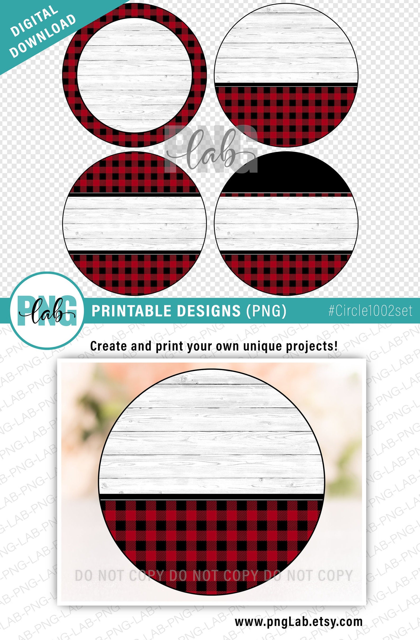 Plaid and Wood Circle PNG Designs Round Sublimation Design - Etsy