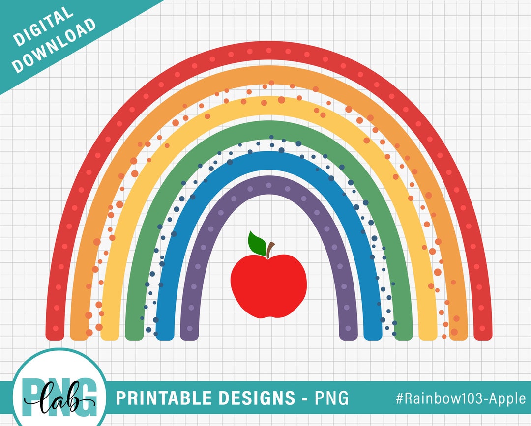 Rainbow and Apple PNG Design / Printable Rainbow Clip Art / Rainbow ...
