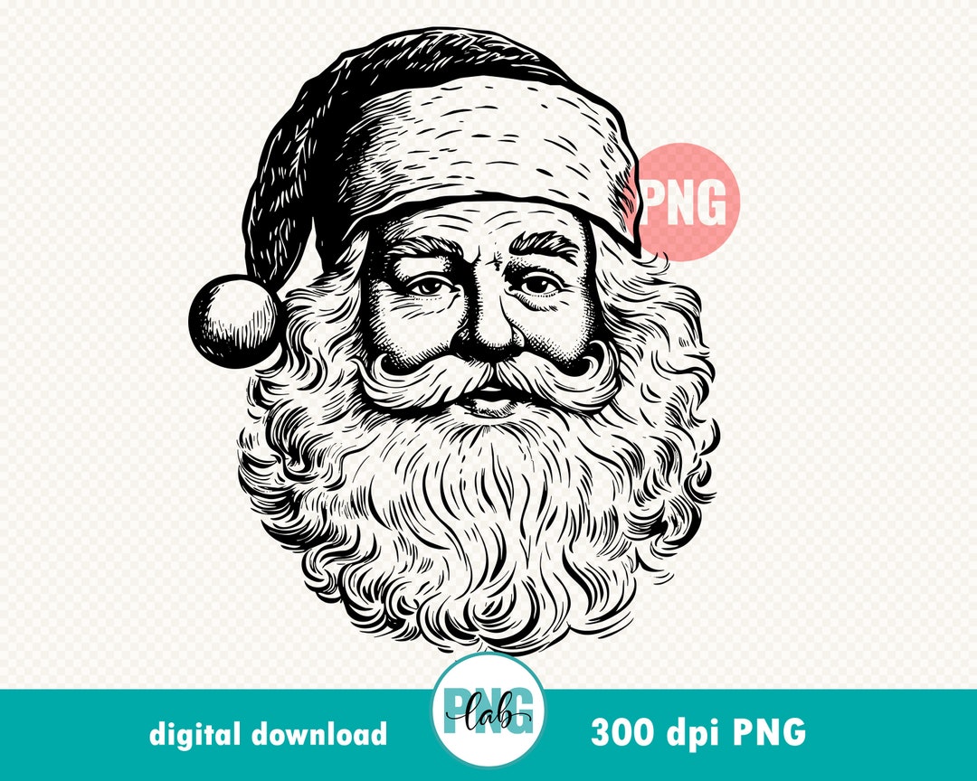 Vintage Santa Drawing PNG File / Sublimation Design, Printable Design ...