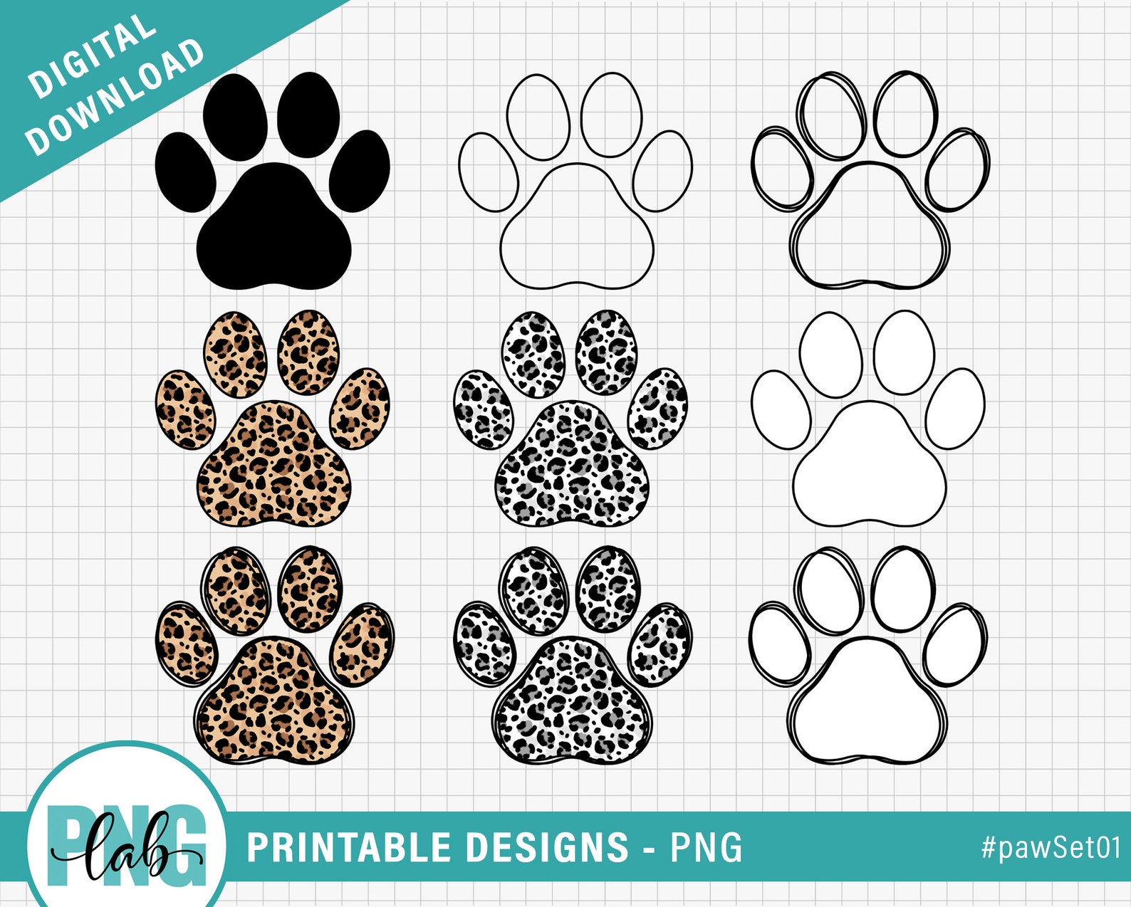 PNG File - Printable Paw Design / Animal Print Paw Design / Animal ...