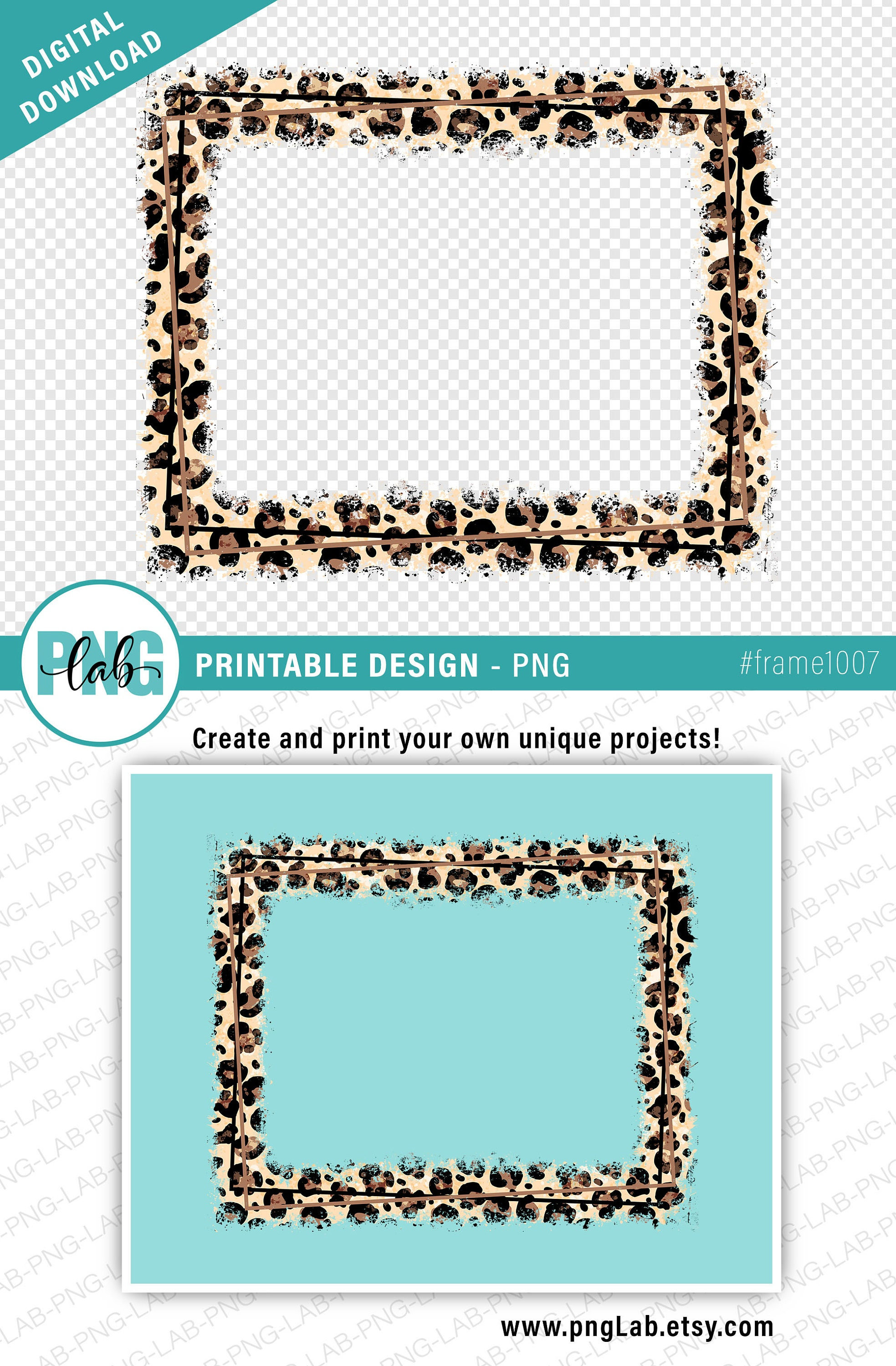 Animal Print Border Sublimation Png, Frame PNG Design / Printable ...