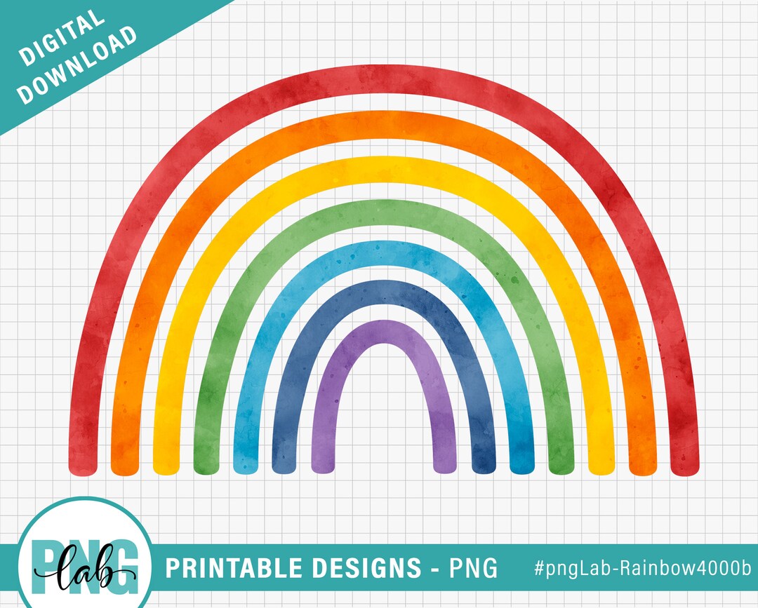 Seven Color Rainbow PNG & SVG, Watercolor Rainbow Clipart PNG File ...