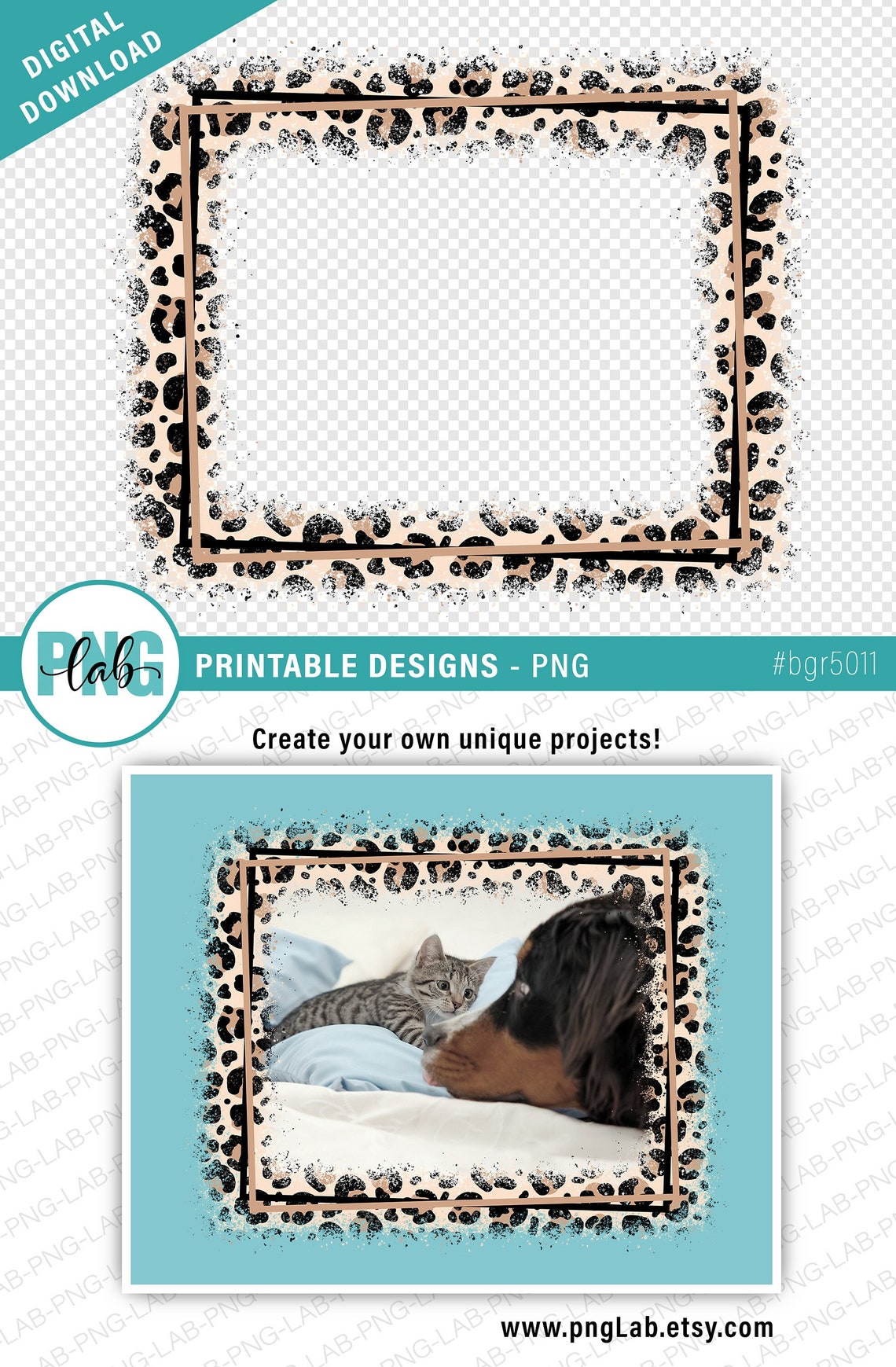 Animal Print Frame PNG / Distressed Frame PNG / Printable | Etsy