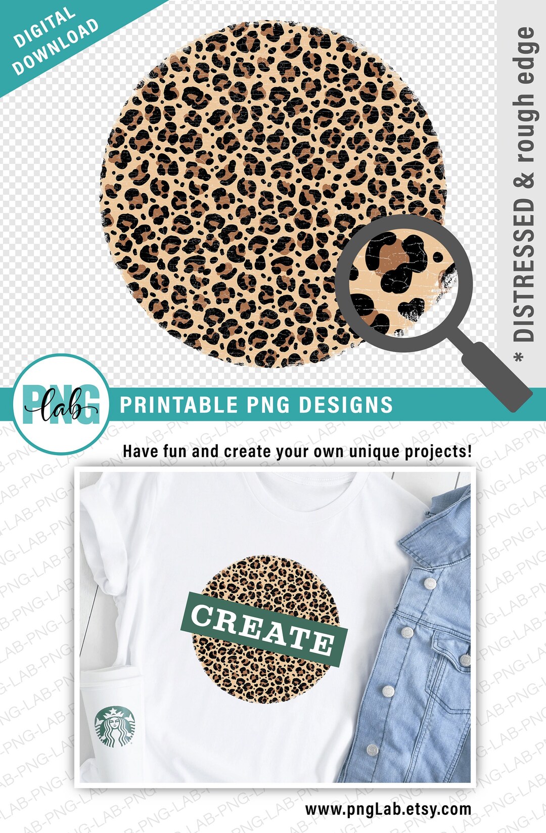 Distressed Animal Print Circle Design / Round Sublimation Circle ...