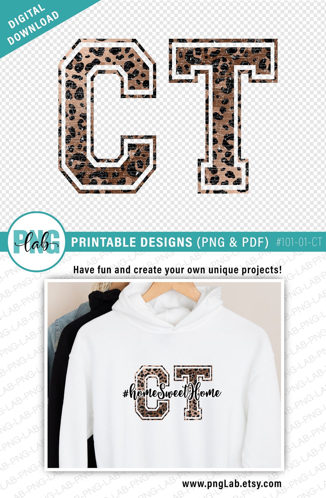 CT Connecticut Printable Sublimation Design PNG & PDF / Connecticut Png ...