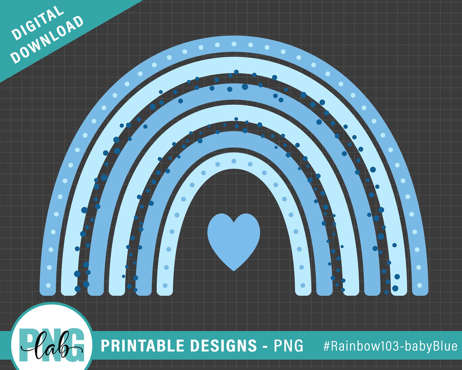 Baby Blue Rainbow PNG Design / Printable Rainbow Clip Art / - Etsy