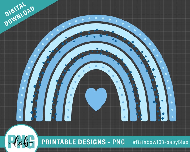 Baby Blue Rainbow PNG Design / Printable Rainbow Clip Art / - Etsy