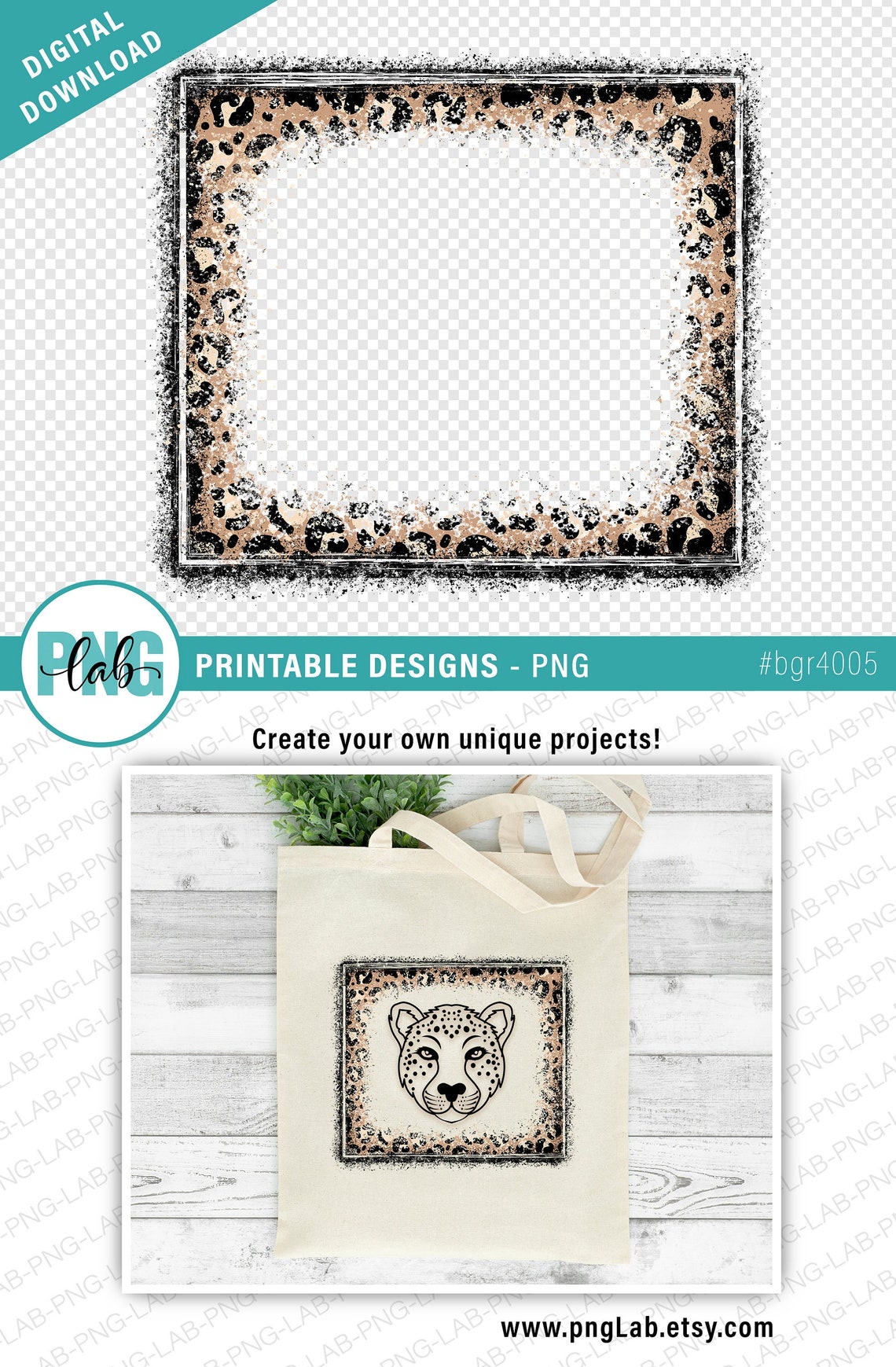 Animal Print Background Frame PNG / Distressed Background - Etsy