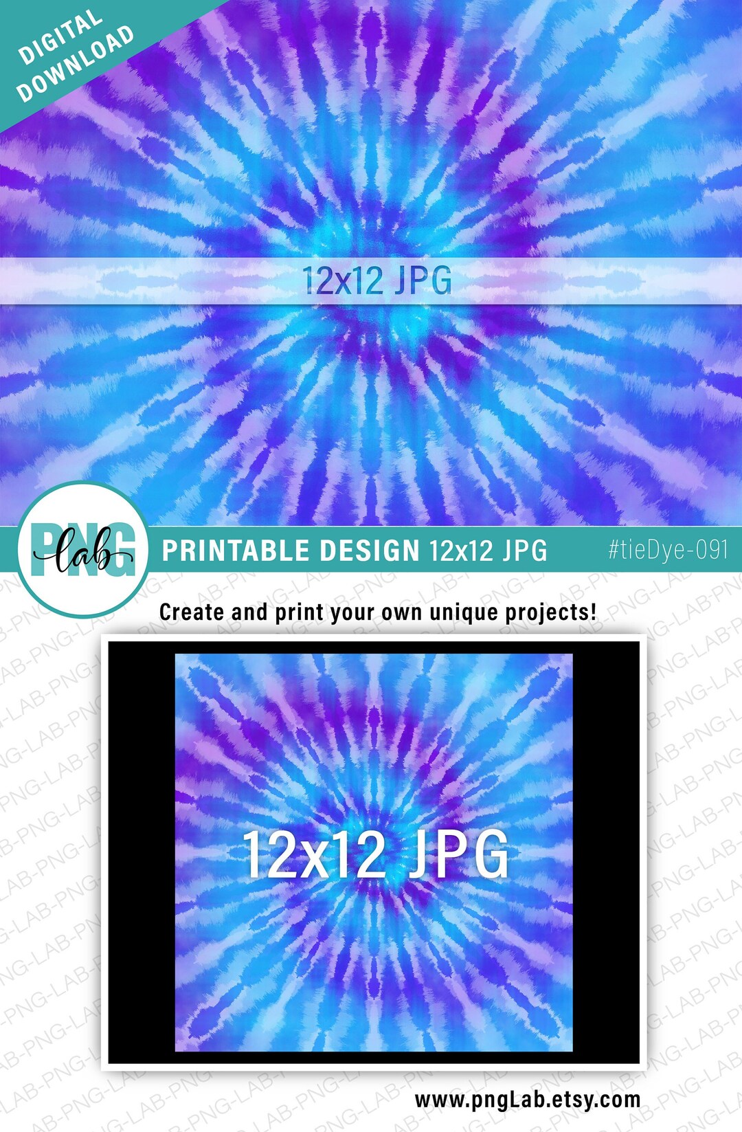 Purple and Teal Tie Dye Digital Paper 12x12 JPG, Printable Tie-dye ...