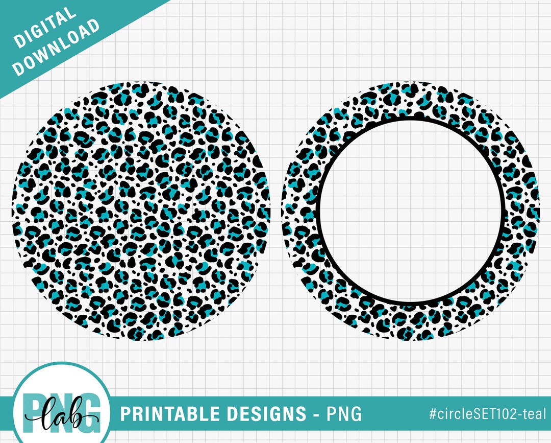 Teal Animal Print Circle Design PNG, Round Sublimation Design / Circle ...